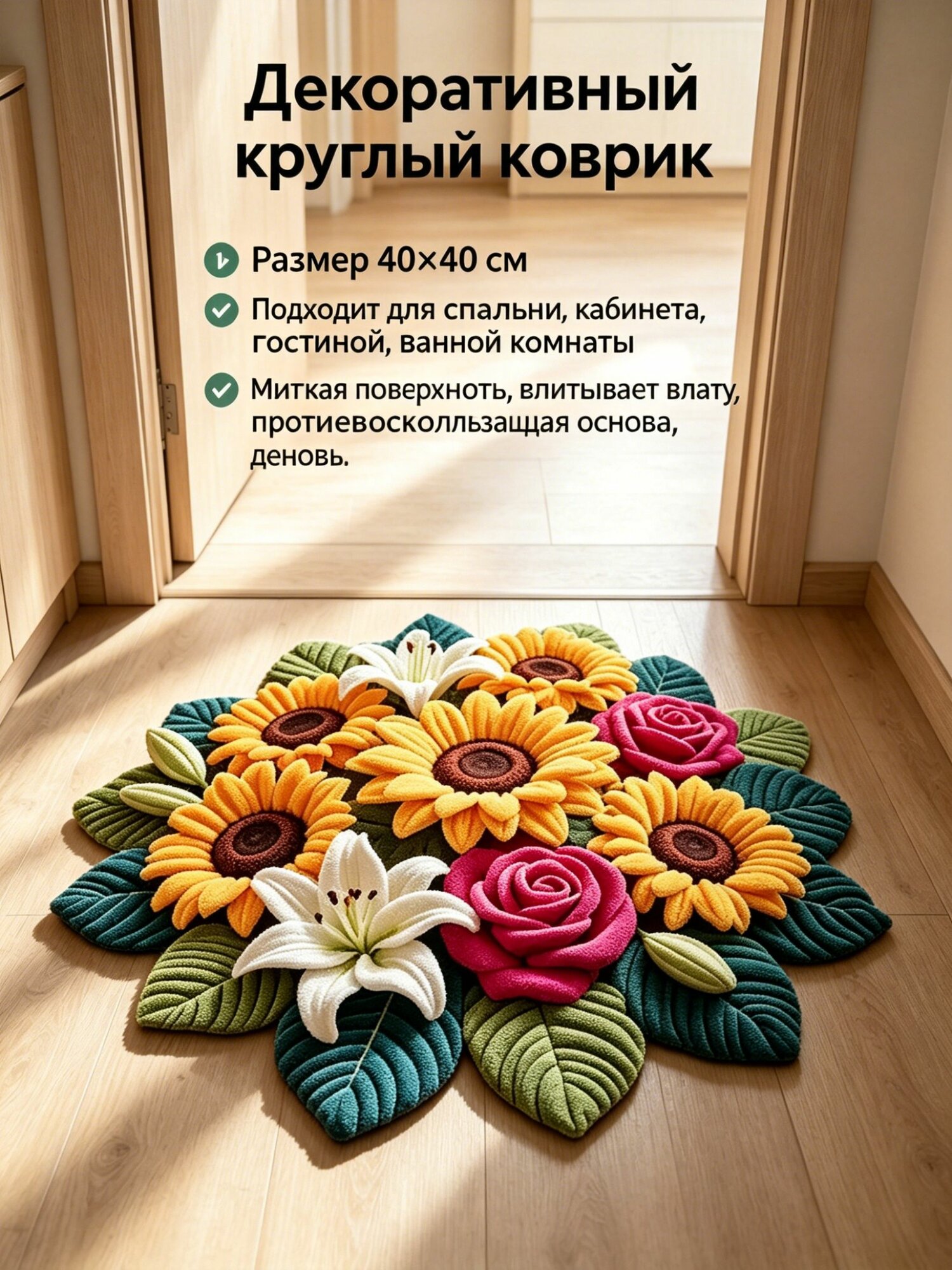 Ковер дорожка 40x40 см 3d-эффект разноцветный