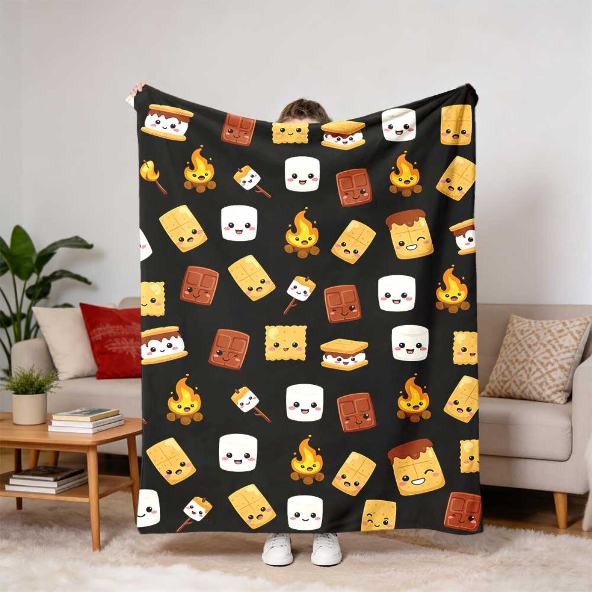 Фланелевый плед S'mores 100x75 см, мягкий и легкий, для кровати, дивана и гостиной, домашний декор, подарок, 1 шт.