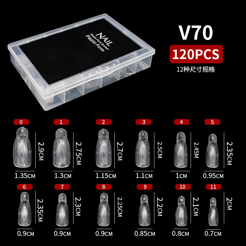 V70 Форма для наращивания ногтей В форме алмаза Прозрачный круглый кончик Искусственные ногтевые накладки