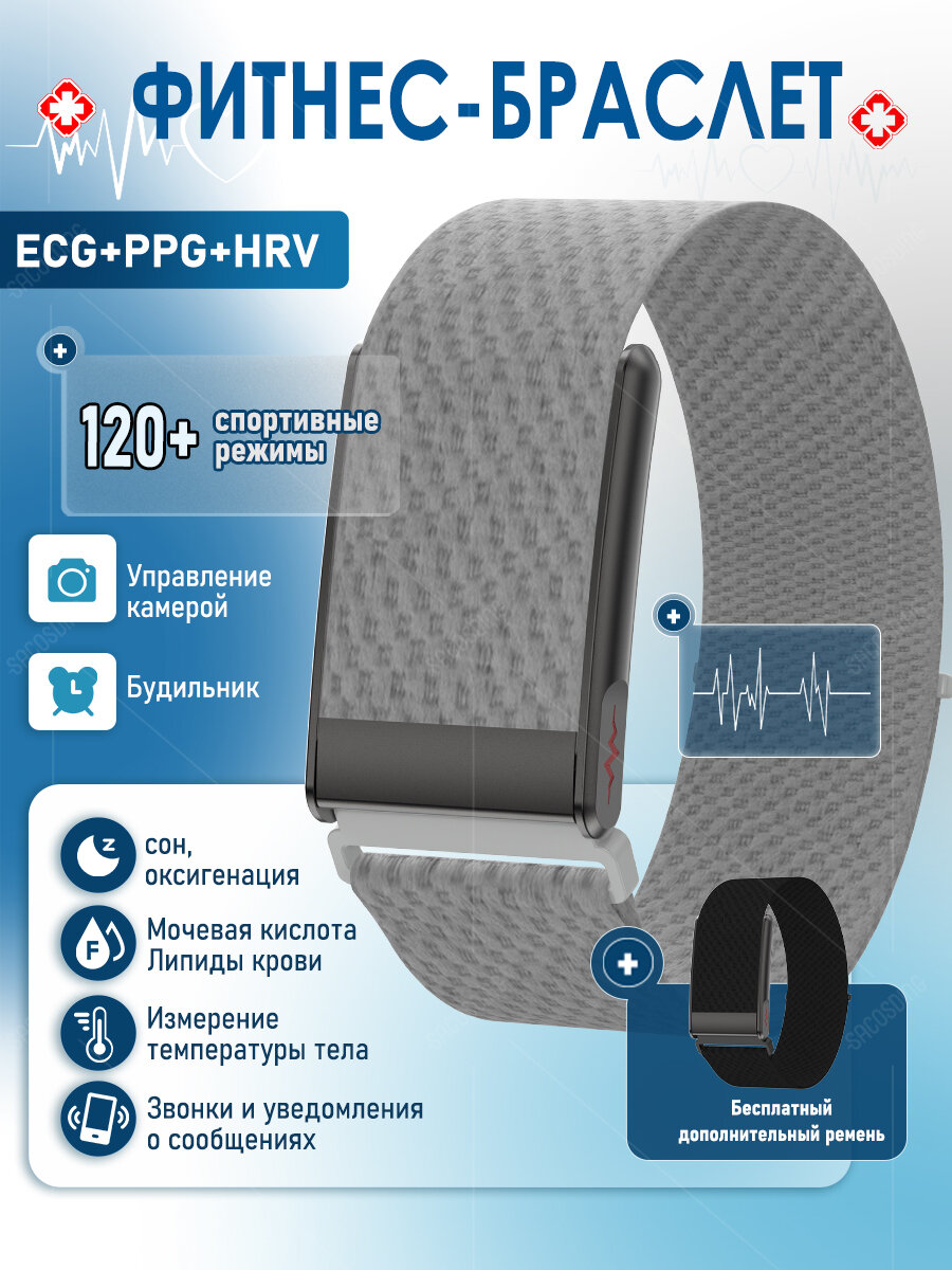 ECG фитнес браслет с измерением артериального давления,120+ режимами тренировок, кислорода в крови, давления, сна, шагомер, водонепроницаемый, Фитнес-трекер активности, металл, false, Bluetooth,5.3