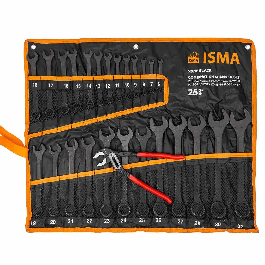 Набор ключей комбинированных и рожковых 25пр. ISMA ISMA-5261P+1 BLACK