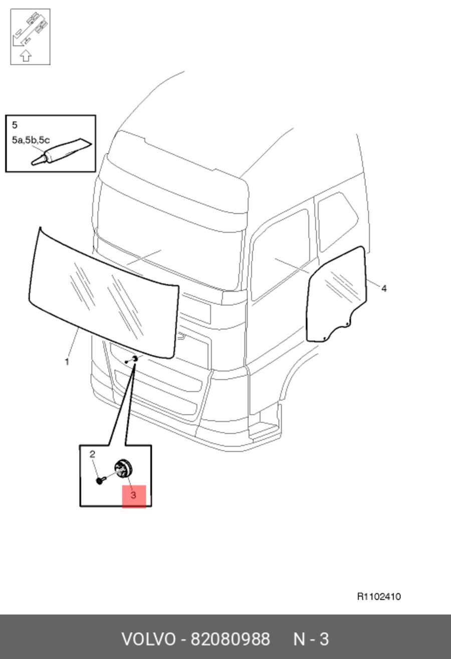 Опора лобового стекла fh(4) volvo (VOLVO 82080988)