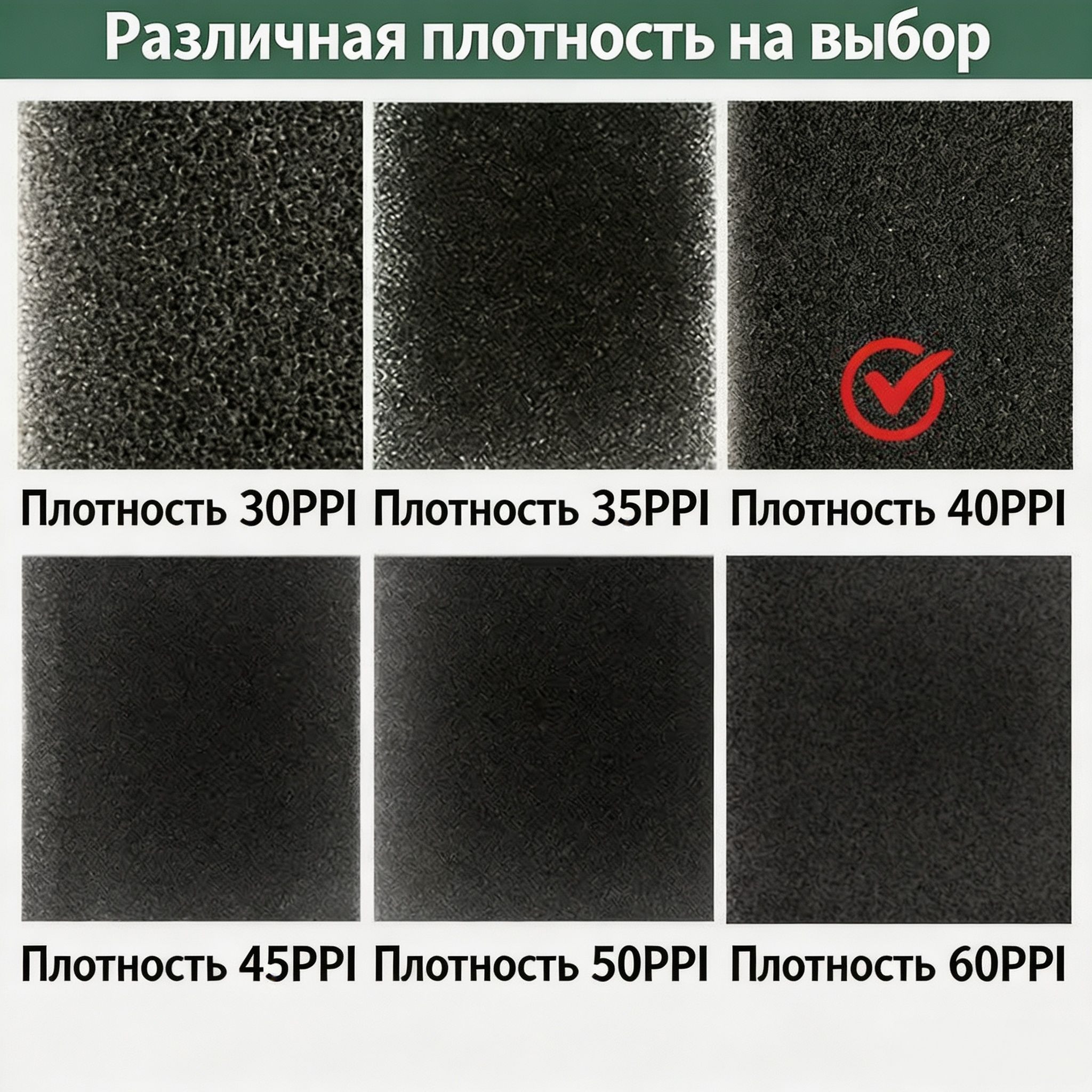 Одна вещь Поролон для воздушного фильтра один500x500x10 мм PPI40 (универсальная заготовка фильтрующего элемента)