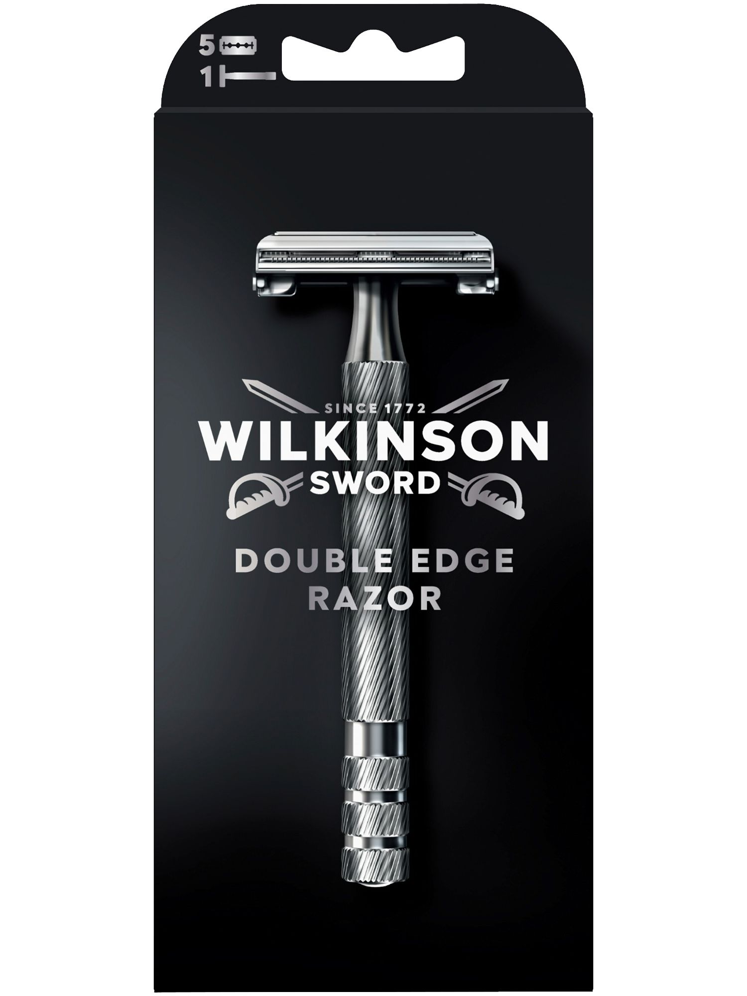 Wilkinson Sword Бритва Schick DOUBLE EDGE Premium Metal (1 станок, 5 лезвий), классическая Т-образная, механизм "бабочка", металлич. ручка