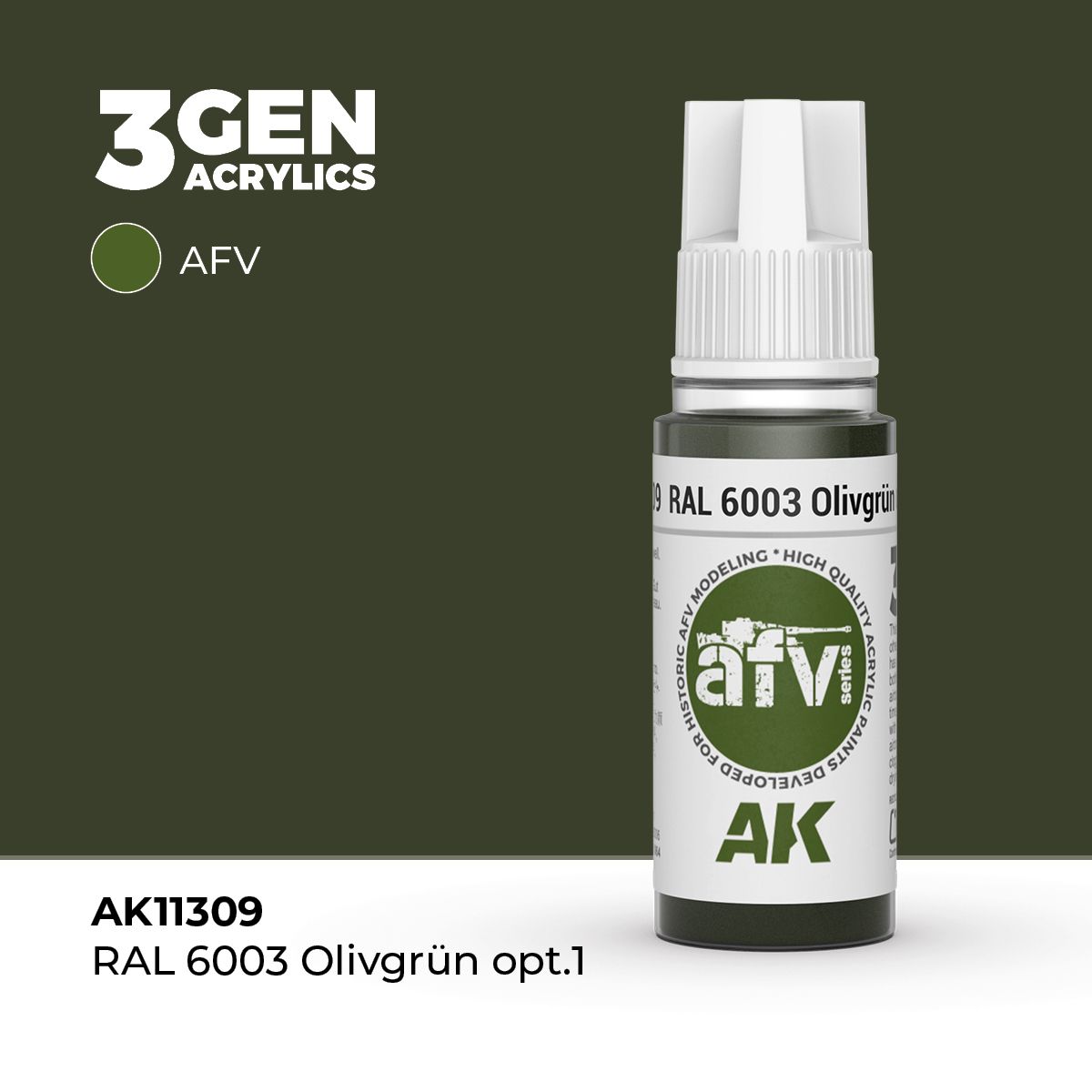 Акриловая краска AK Interactive - RAL 6003 Olivgrn Opt.1 3GEN AFV, 18мл