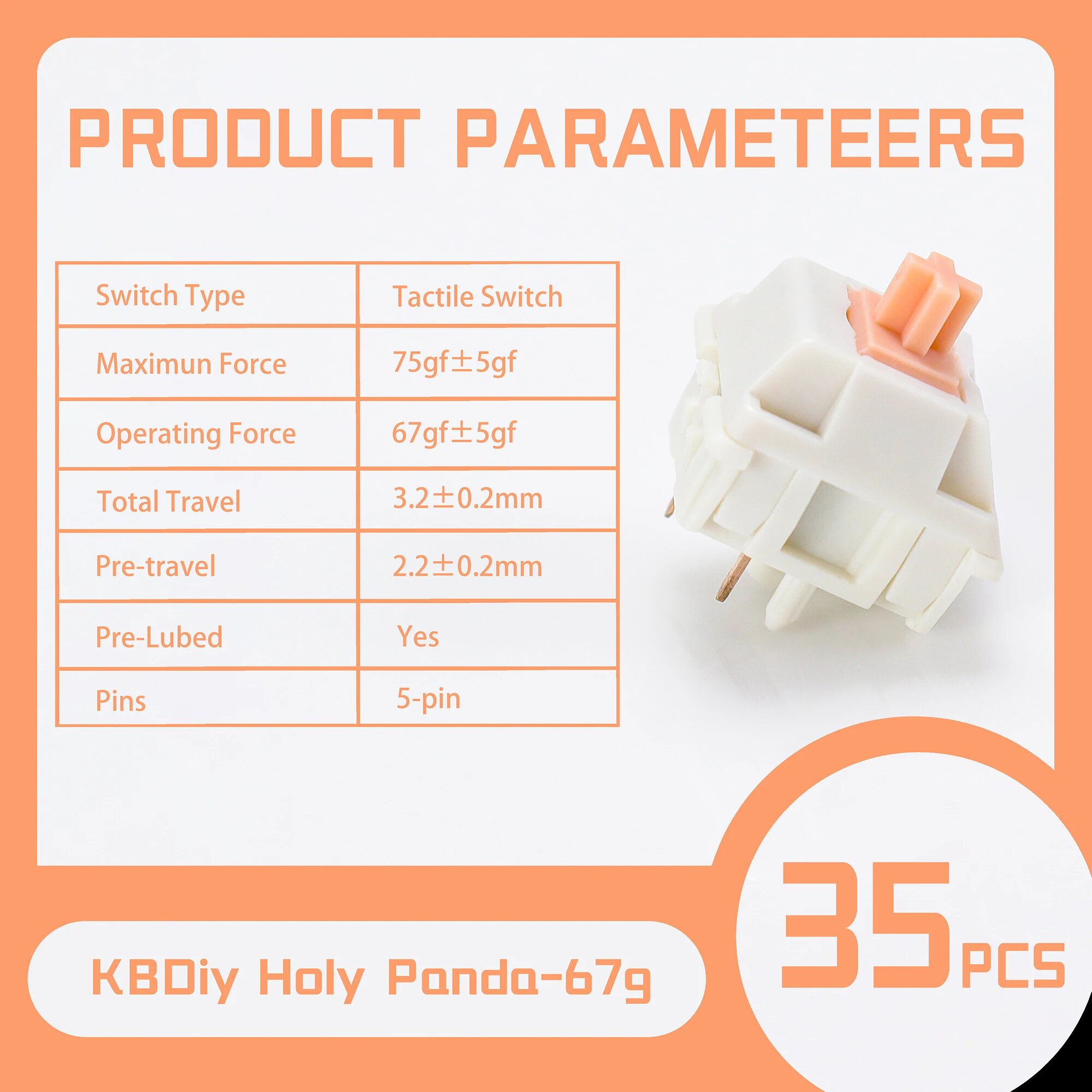 KBDiy Asura Switch тактильные 50г фиолетовые KBDIY Holy Panda-67g
