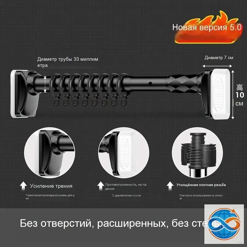 Карниз для штор для эркера 1 ряд Телескопический