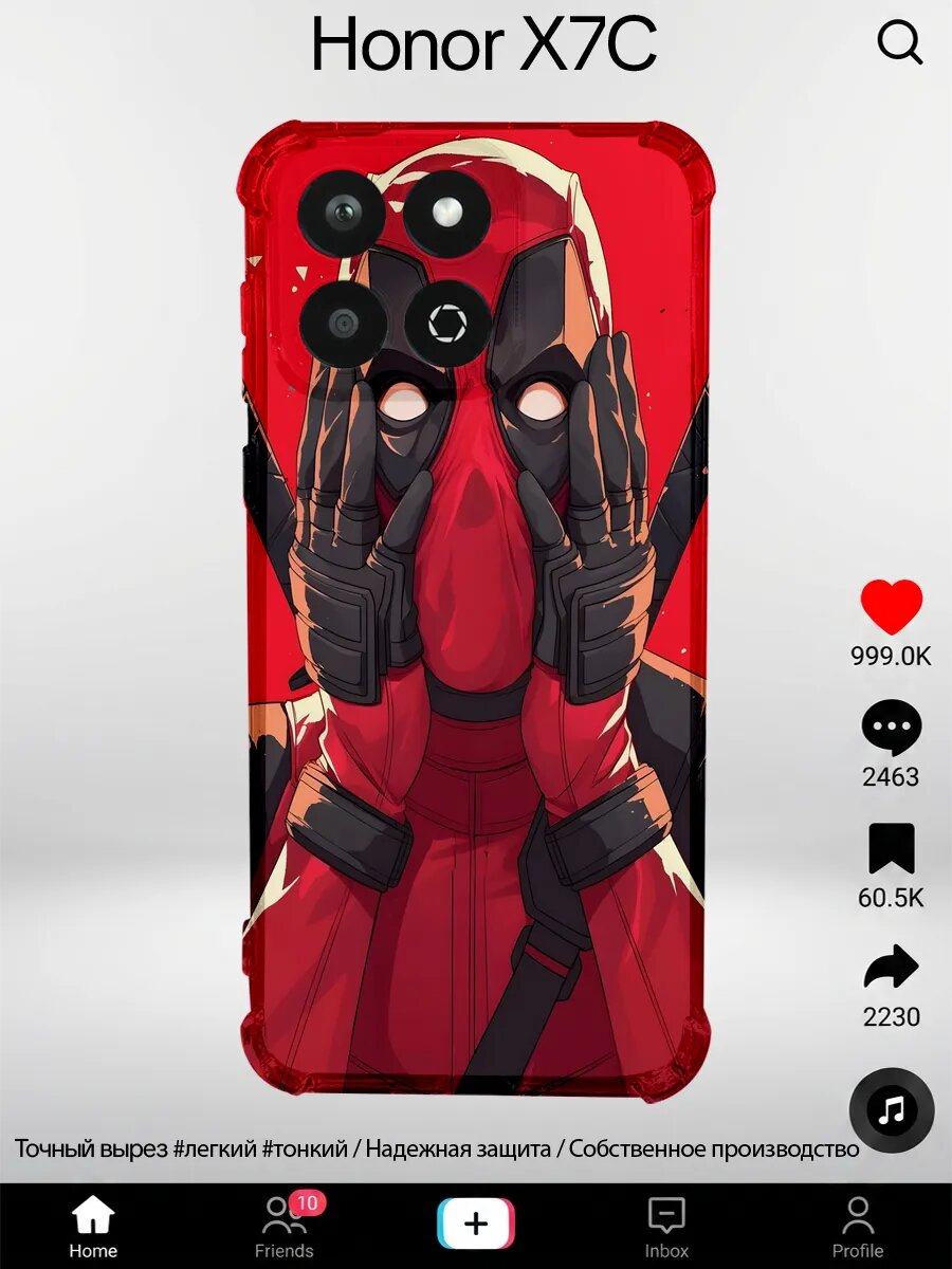 Чехол на Honor X7C с принтом Дэдпул марвел супергерой