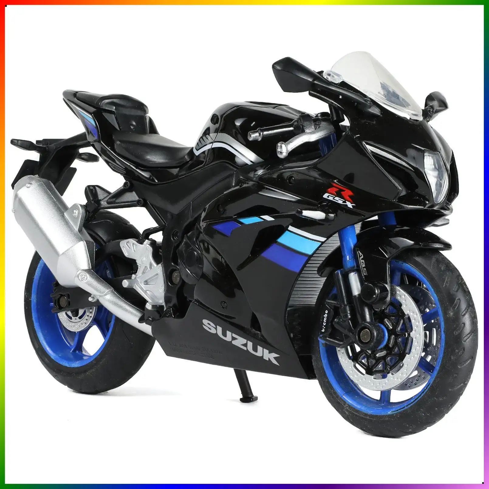 Совместимая модель мотоцикла для Suzuki GSX R1000 1:12 Миниатюрная металлическая модель мотоцикла Подарок для взрослых (черный)