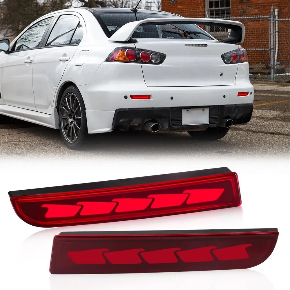 Светодиодные отражатели бампера для Mitsubishi Lancer Evo Evolution X ASX Outlander Sport RVR Динамический поворотник Задний стоп-сигнал Комплектация: Для Mitsubishi /Lancer /Evolution X 2008-2017