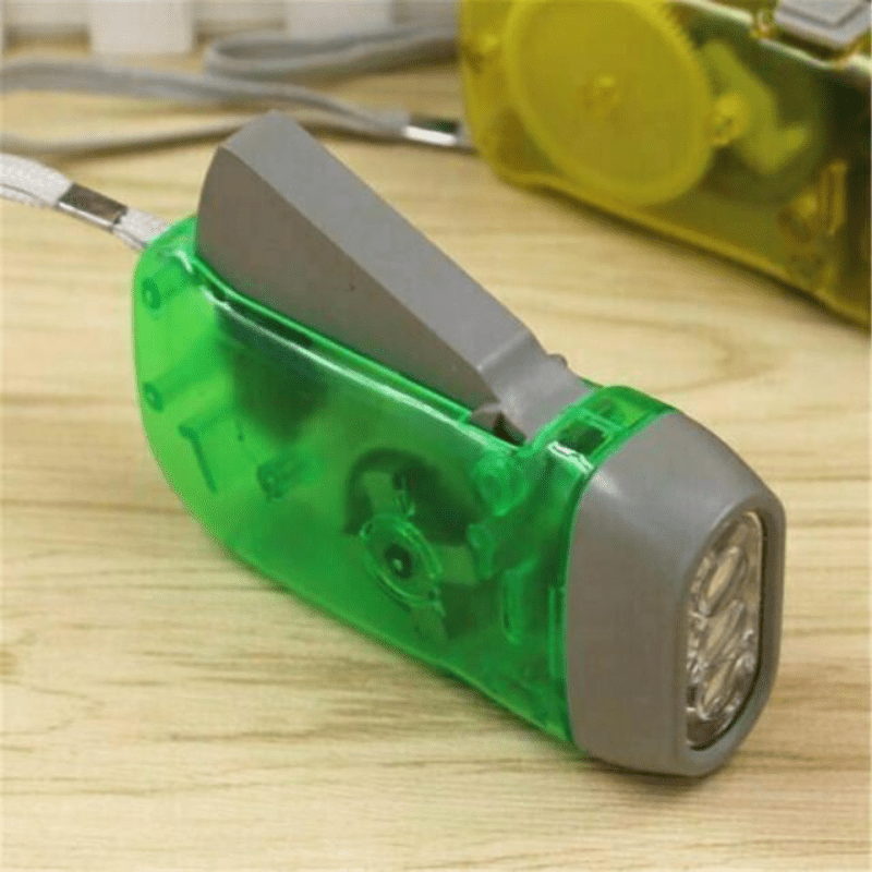 Фонарик светодиодный 3 LED с ручной зарядкой, зеленый, портативный для кемпинга и палатки