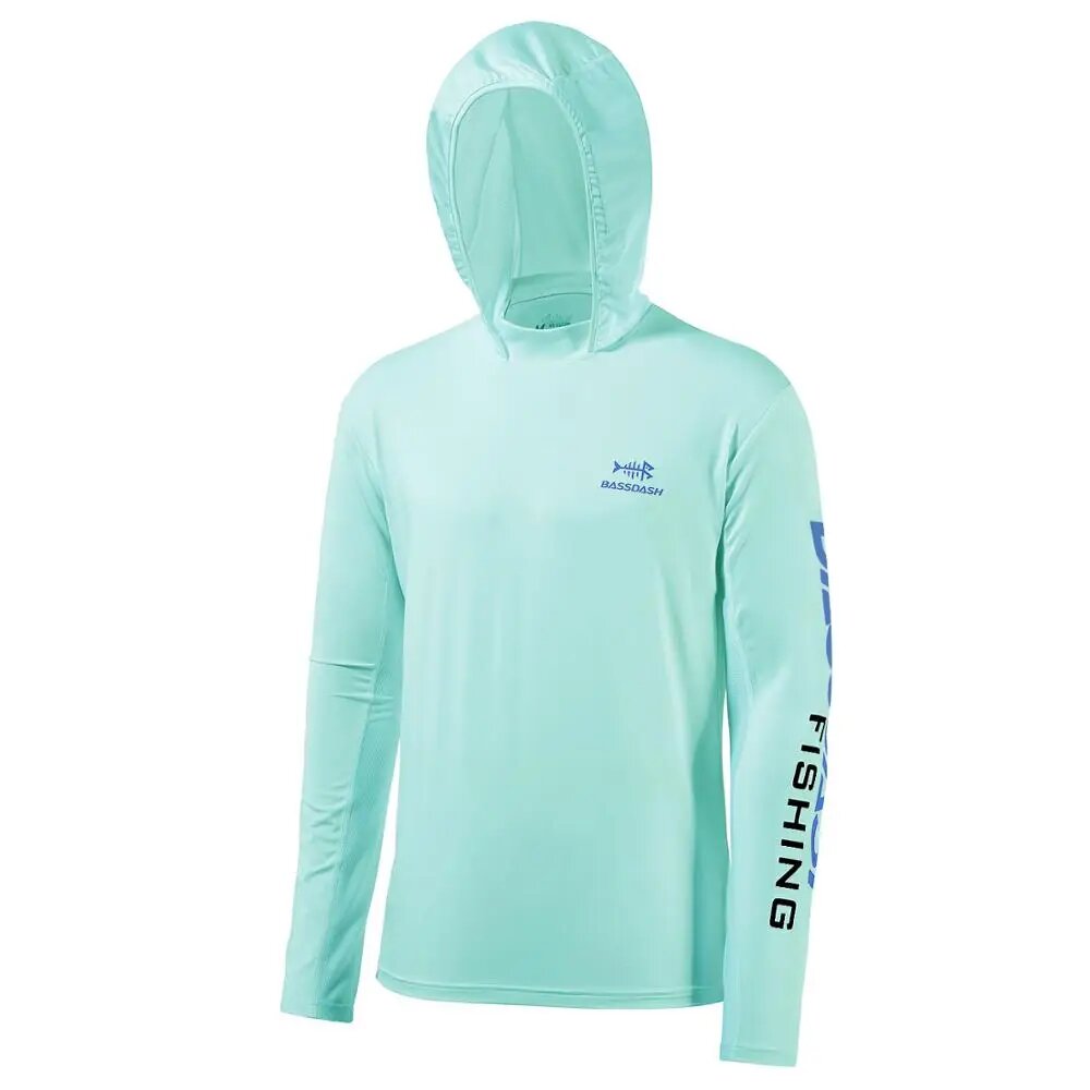 Bassdash Мужские рубашки для рыбалки с капюшоном M, Seafoam