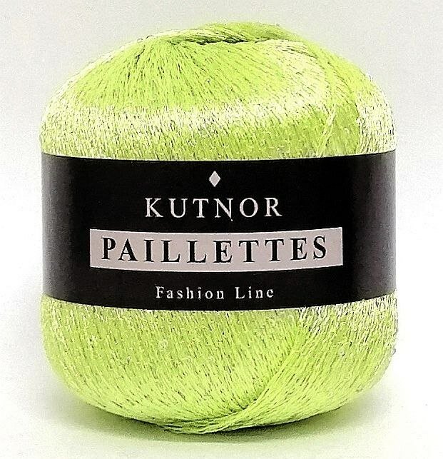 Пряжа для вязания Kutnor Paillettes (117 Неоновый лайм) 3 мотка 50 г/360 м