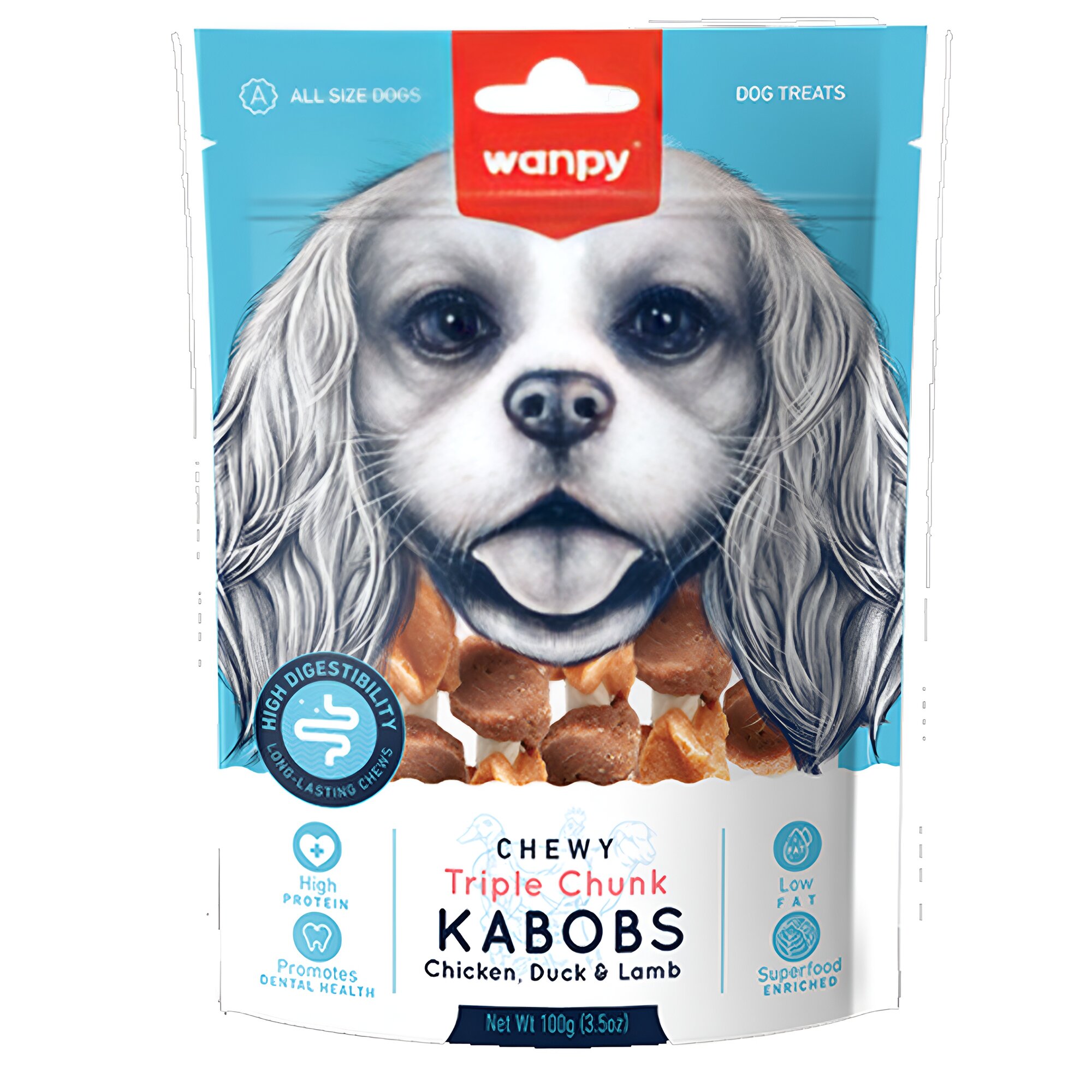 Лакомство для собак Wanpy Dog Мясные шашлычки на жевательной шпажке, 3 шт х 100 гр