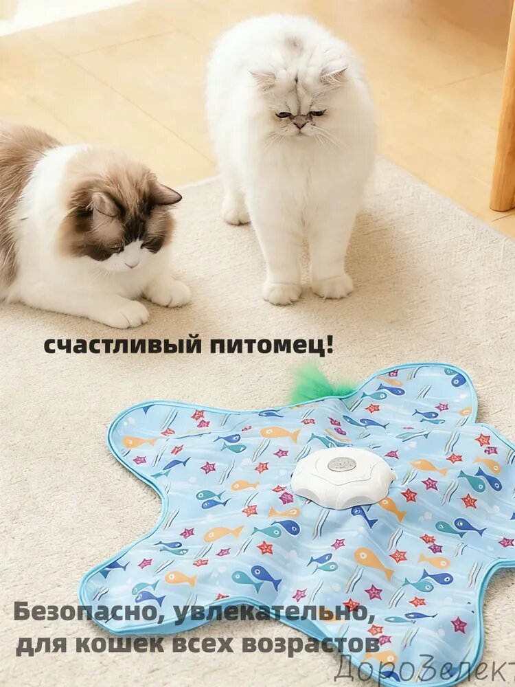 Интерактивная игрушка-коврик для кошек Прятки с перьевой насадкой и автоматическим режимом