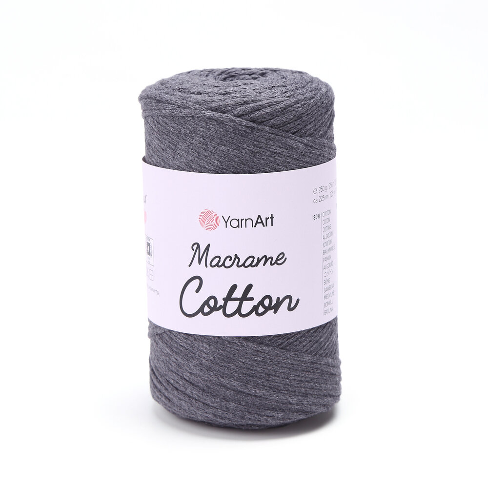 Пряжа для вязания YarnArt Macrame Cotton 758 антрацит 1 моток 250 гр/225 м 80% хлопок, 20% полиэстер