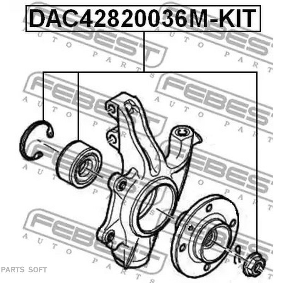 Подшипник ступичный передний (42x82x36) FEBEST DAC42820036M-KIT | цена за 1 шт