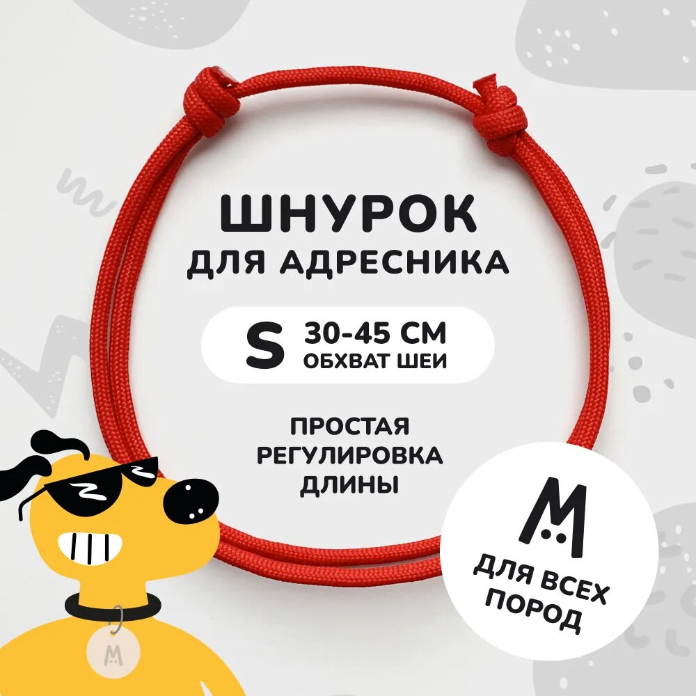 Шнурок для адресника для собак и кошек Anymeow / S (30-45 см) / красный