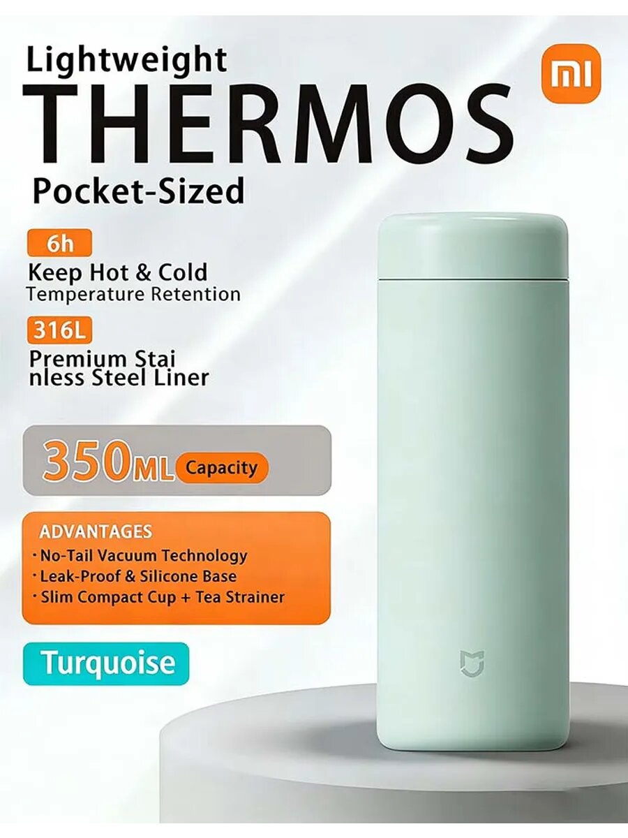 Xiaomi Thermal Flask Pocket Edition из нержавеющей стали 316, стильный дизайн для мужчин и женщин, портативный термос