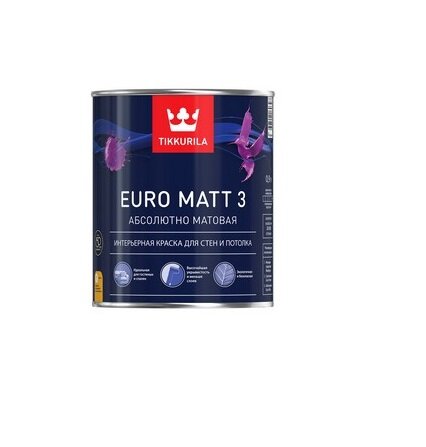 Краска Tikkurila Euro Matt-3, база С, объем 0.9 л, интерьерная 700001115