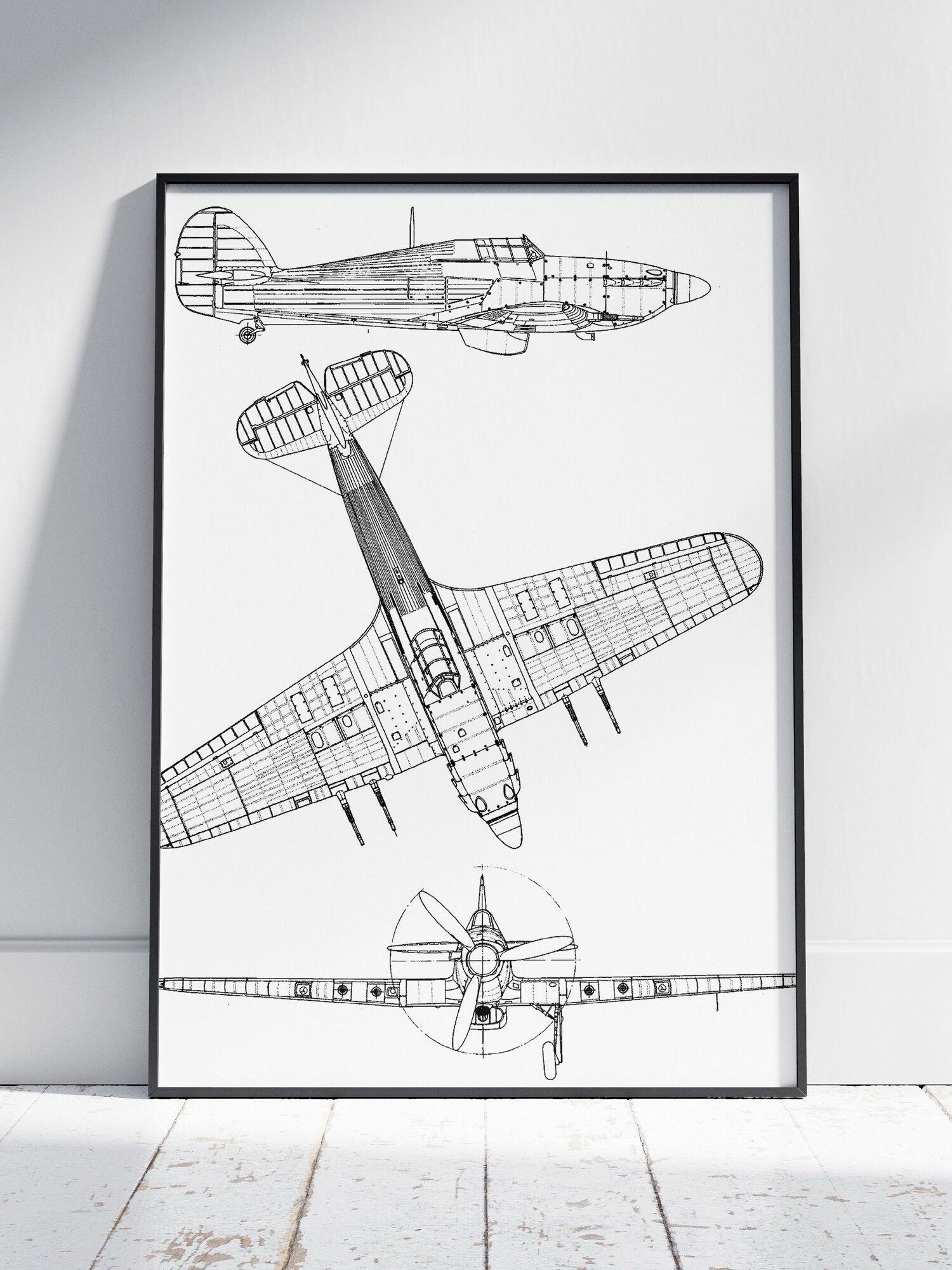 Плакат на стену для интерьера Техника и транспорт (Хоукер Харрикейн - Hawker Hurricane 2) - Постер по транспорту формата A4 (21x30 см)