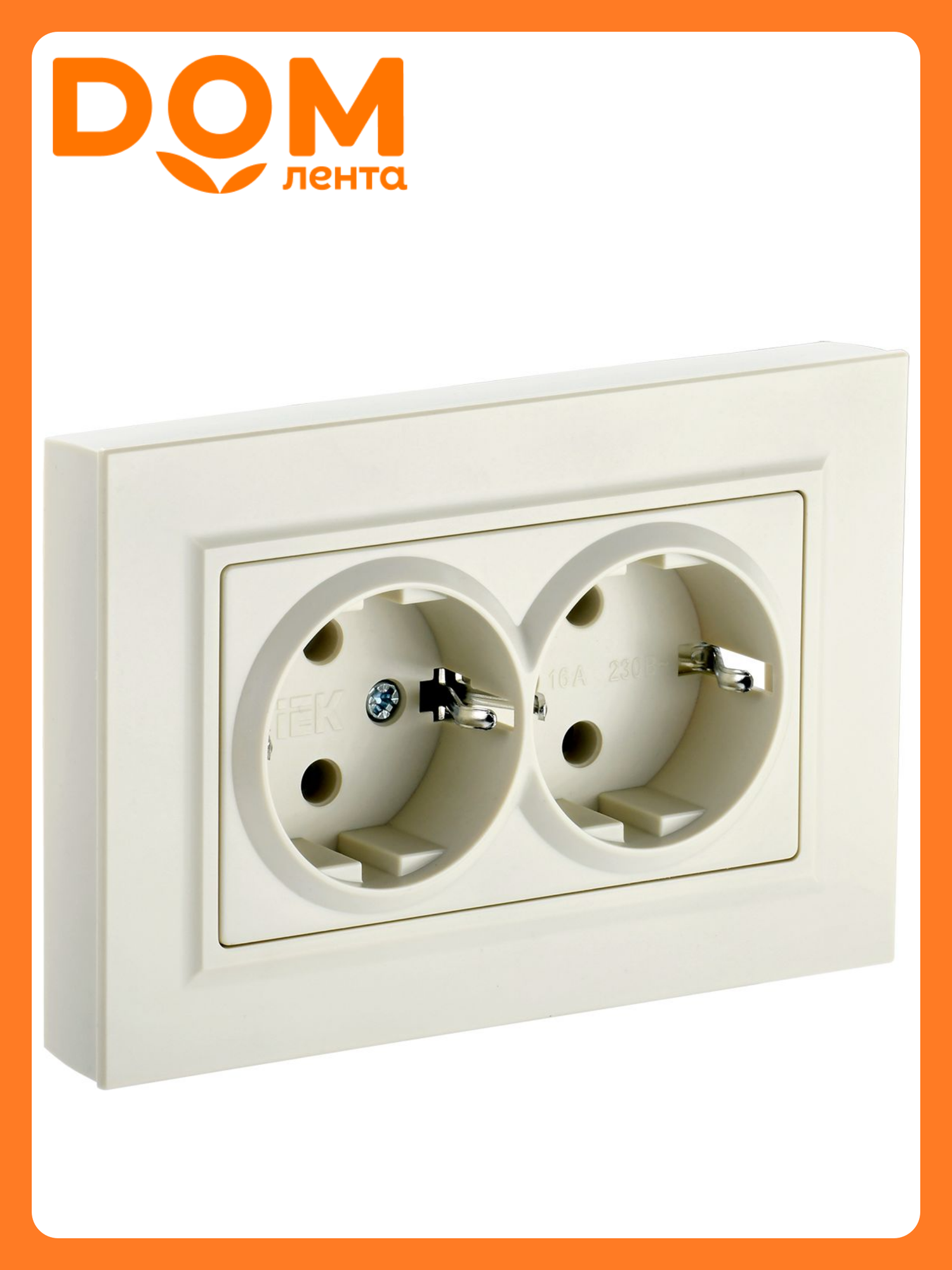 BRITE Розетка 2-я с з/к без з/ш 16А в сб. РС12-3-БрКр беж. IEK