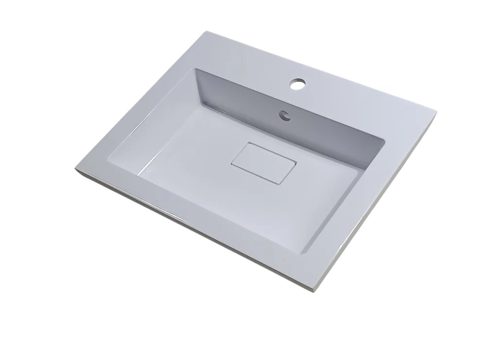 Мебельная раковина Style Line LINE 60 накладная, из искусственного камня, белая, глянцевая, раковина для ванной, прямоугольная