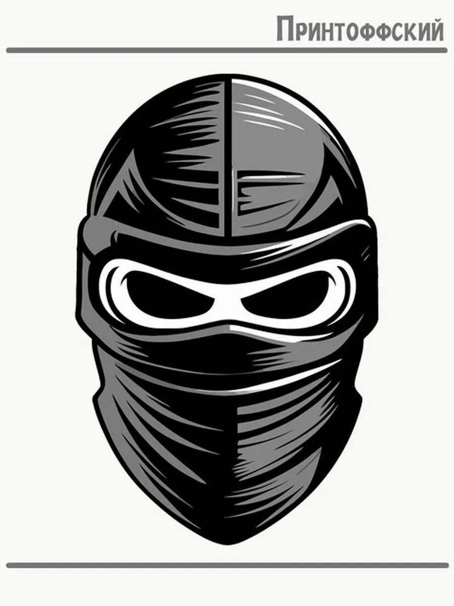 Термонаклейка для одежды и аксессуаров DTF-печать ниндзя лицо
