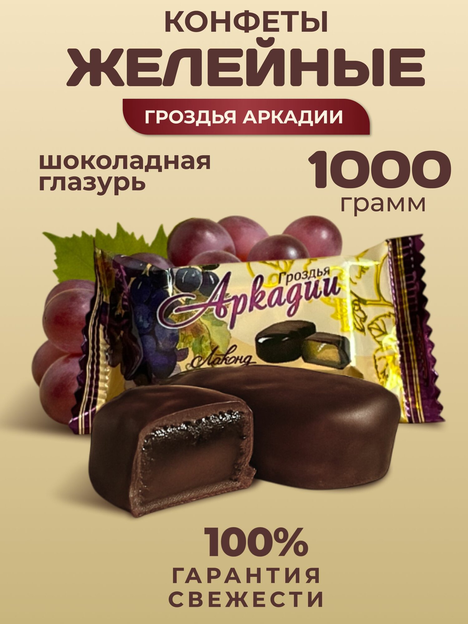 Конфеты желейные в шоколаде Гроздья Аркадии 1000гр