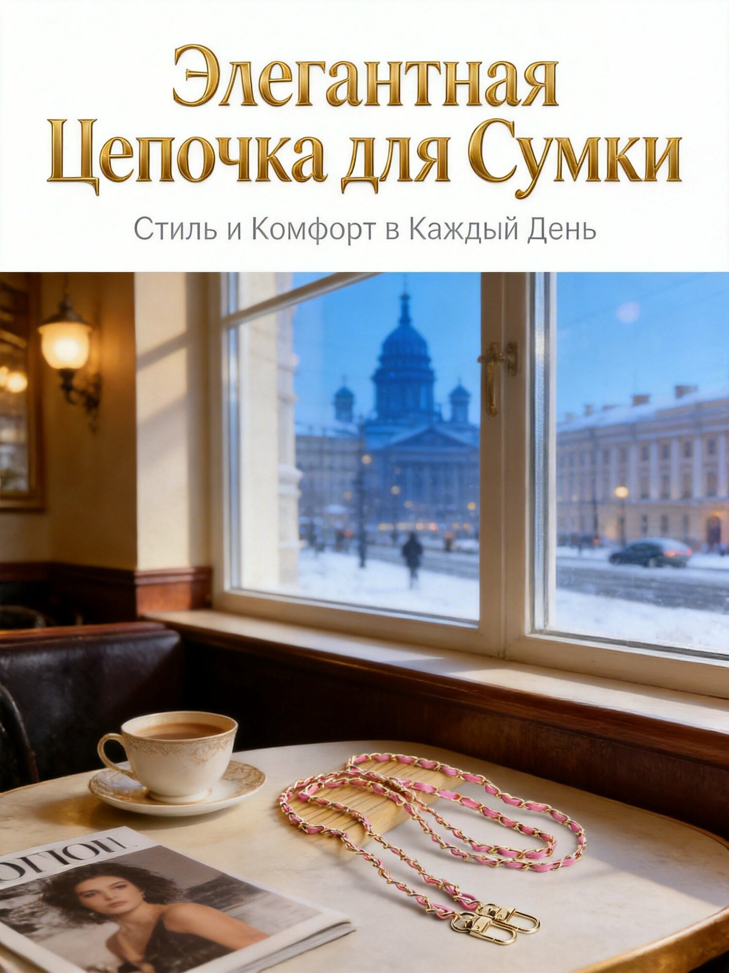 Цепочка для сумочки, металлическая с вставкой из искусственной кожи 120 см, съемный ремень для сумки через плечо в модном повседневном стиле