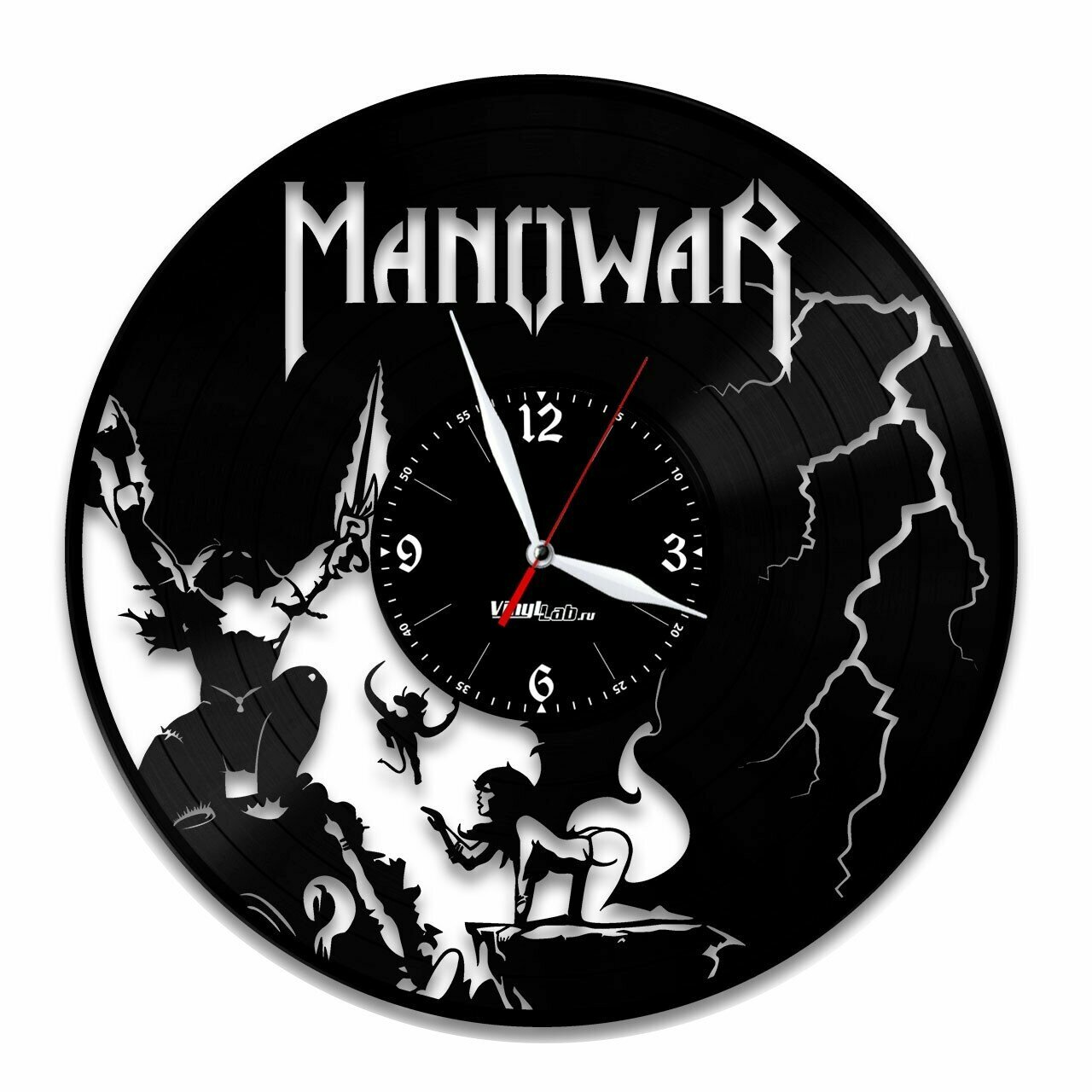 Часы из виниловой пластинки (c) VinylLab Manowar, диаметр 30 см