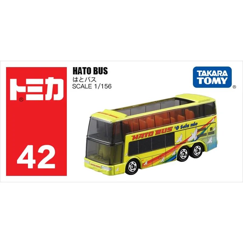 Машинка TOMY TOMICA HATO BUS, модель автобуса, масштаб 1/156, желтый