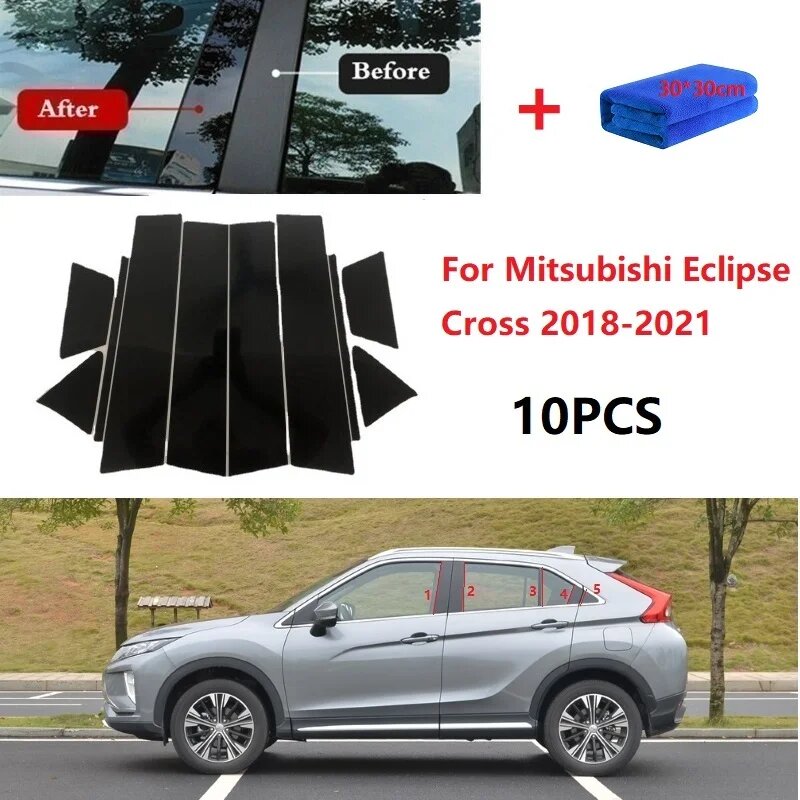 10 шт. полированные столбы для стойки подходят для Mitsubishi Eclipse Cross 2018-2021 обшивка для окна BC наклейка на столб