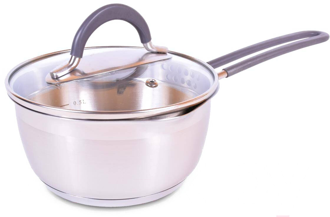 Ковш с 2-мя носиками, с крышкой, с силикон. ручками Ковш