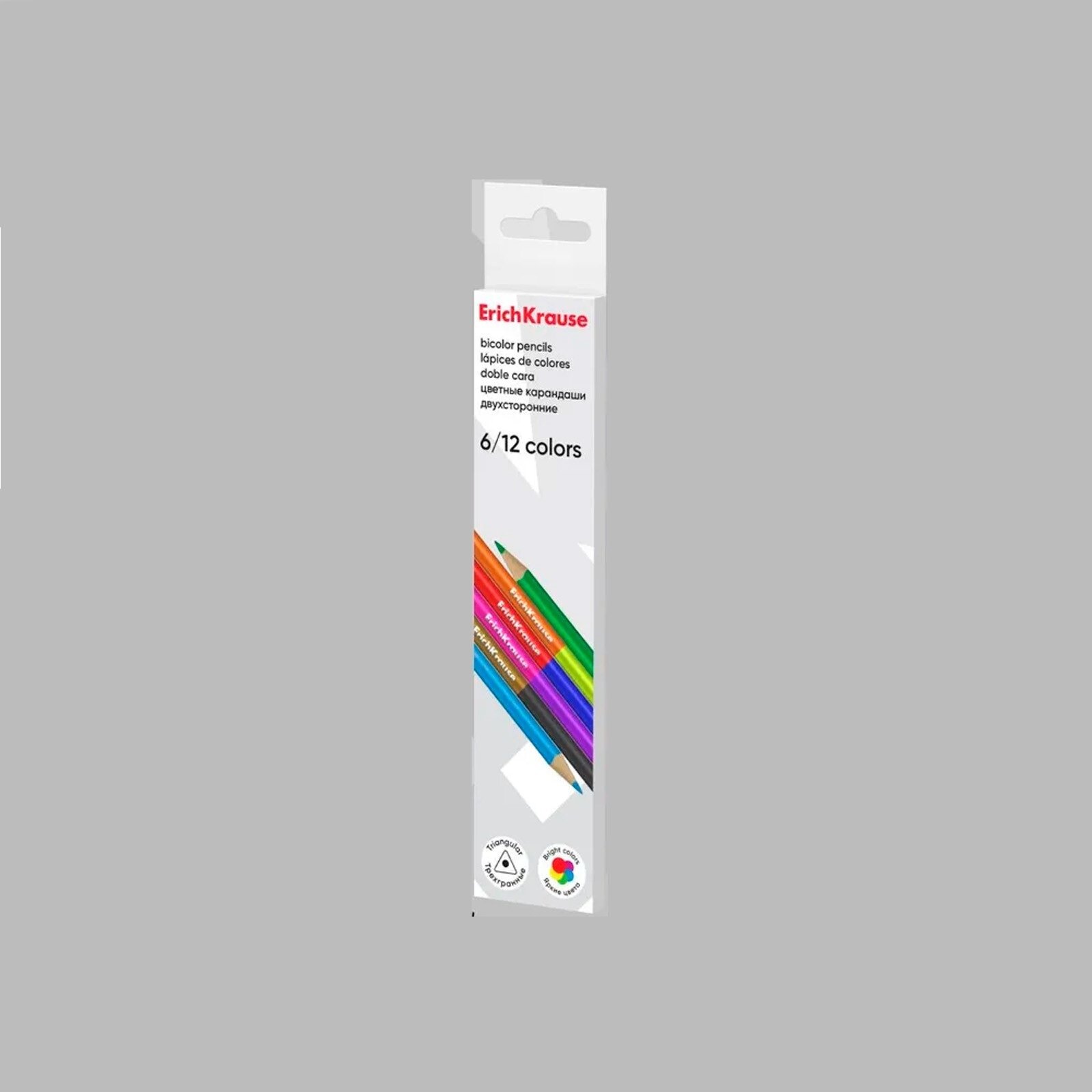 Цветные карандаши ErichKrause Basic, двусторонние, 12 цветов, 6 шт