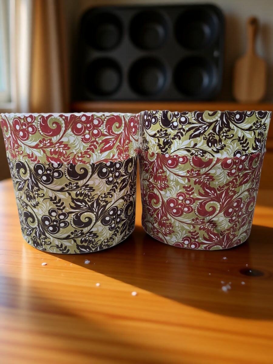 Формы пасхальные "Золотой микс" для выпечки Кулича из пергаментной бумаги ,(в наборе 4шт )