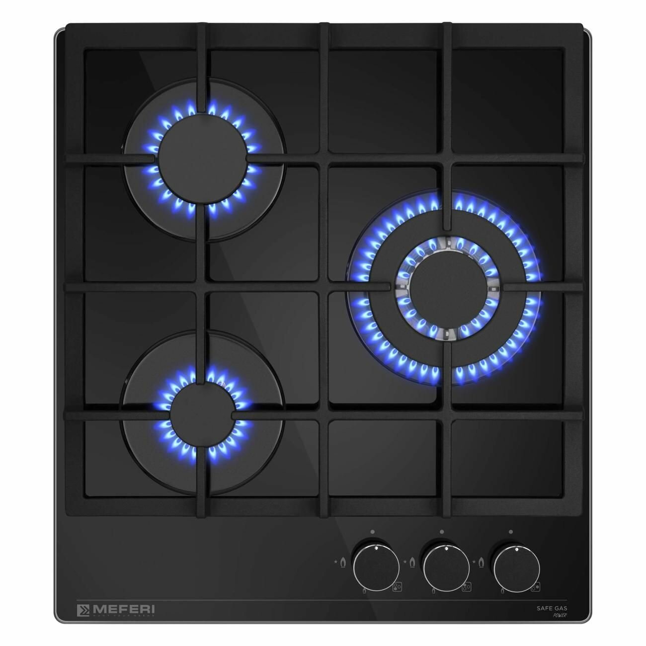 Встраиваемая газовая панель независимая MEFERI MGH453BK GLASS POWER черная