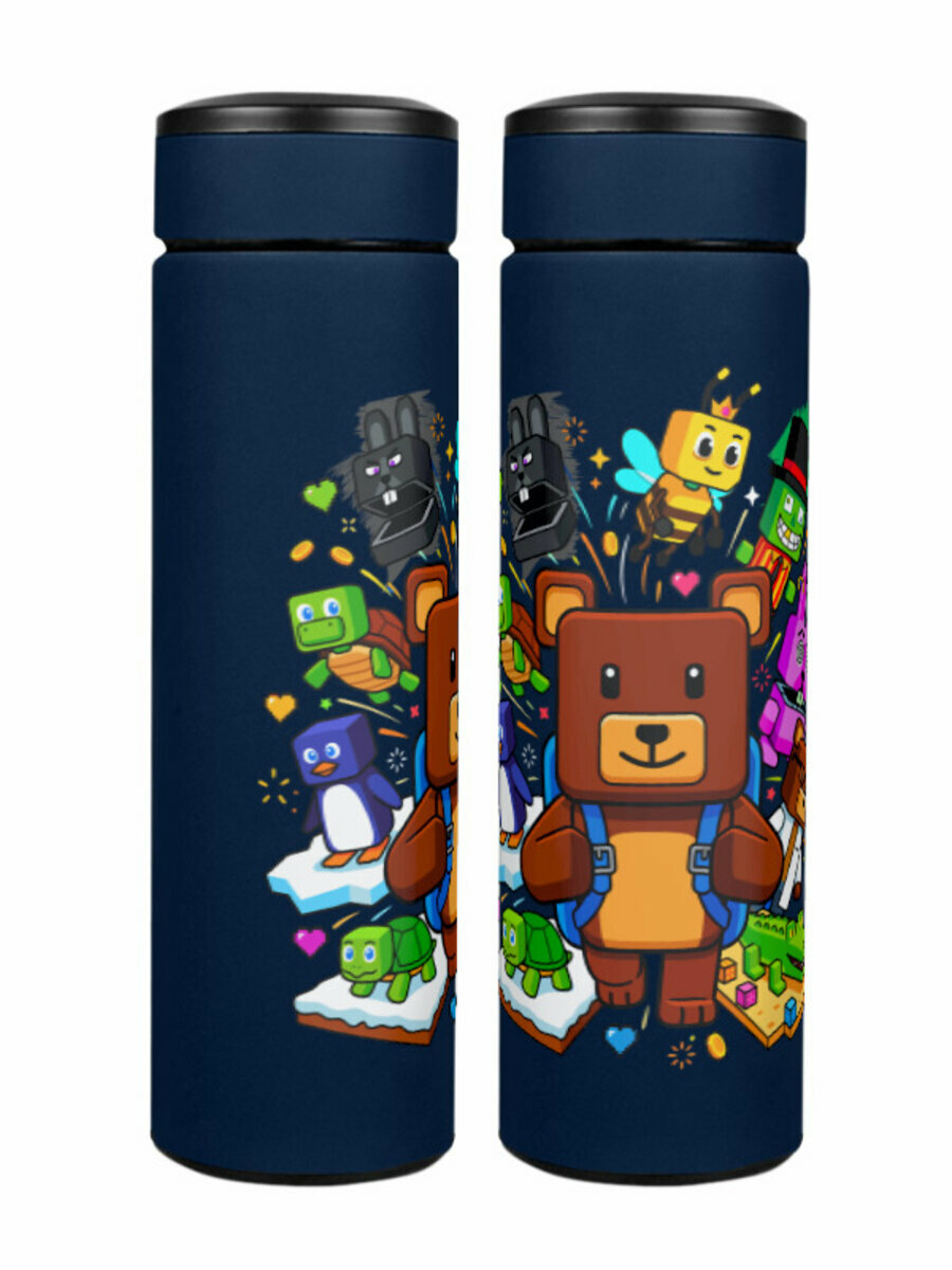 Термос «super bear adventure супер беар адвенчер SBA мишка» (темно-синий)