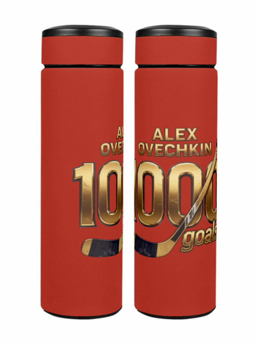 Термос «Александр Овечкин, новый рекорд - 1000 голов» (красный)