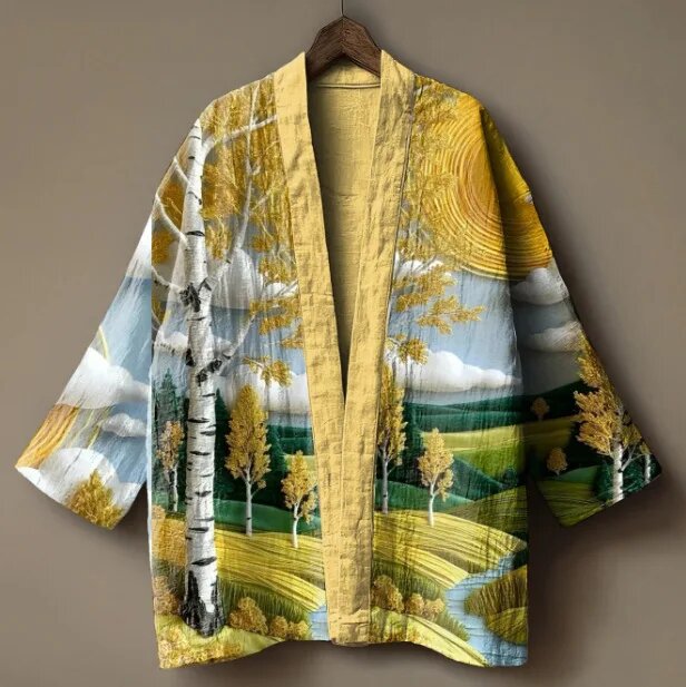 Кардиган-кимоно из лен и полиэстера M, Kimono Cardigan 10