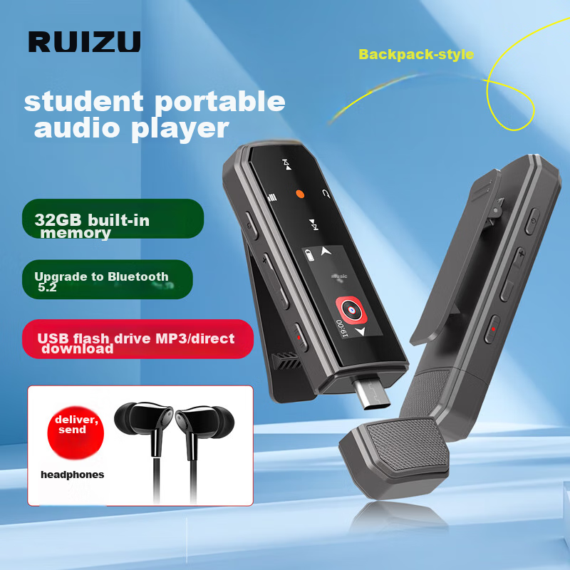 RUIZU X80 64GB Bluetooth MP3 плеер портативный с записью голоса и Type-C портом Цвет：【C Ku Chuan Ge】Совместимость с