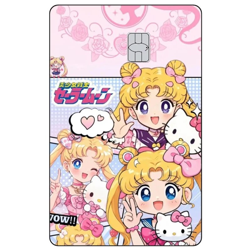 Наклейка на карту Sailor Moon и Hello Kitty, розовый, Small Chip
