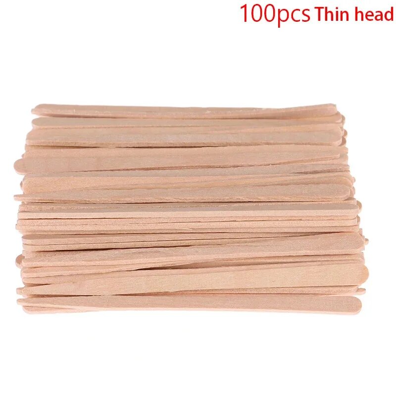 Деревянные шпатели для эпиляции, 100pcs Thin head