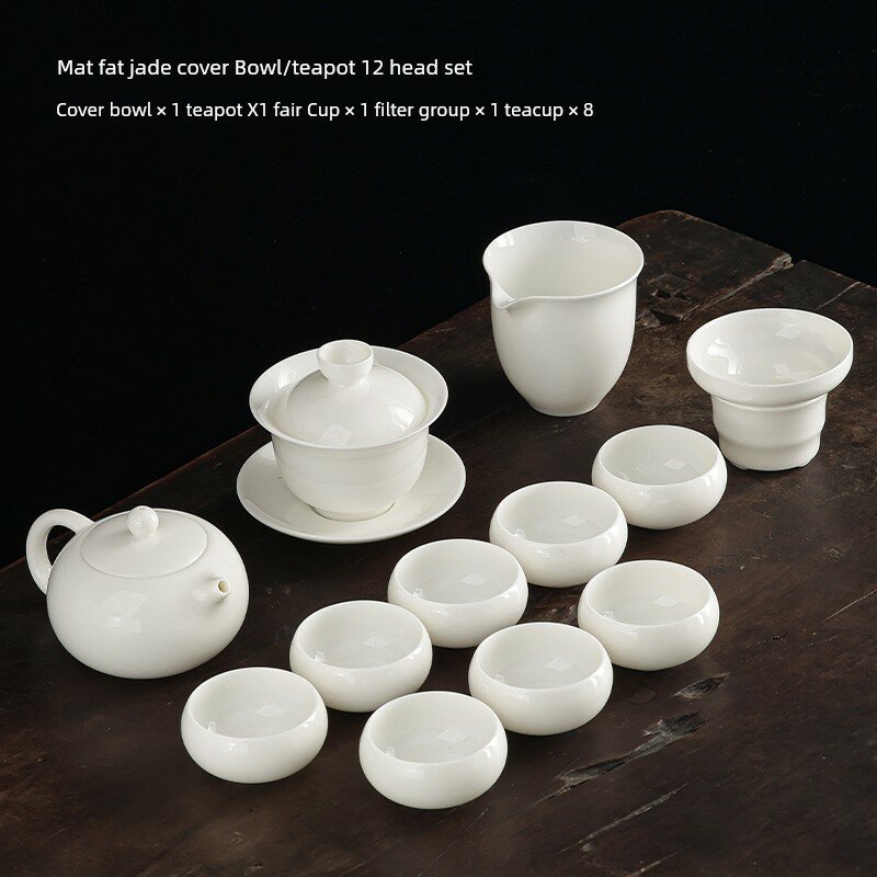 Комплект чая Xiangxue Xishi Pot из белого фарфора 12 частей для дома и подарков, премиальная ручная работа