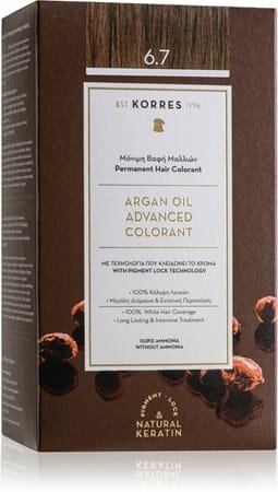 Краска для волос korres argan oil, оттенок 6.7 какао, 50 мл