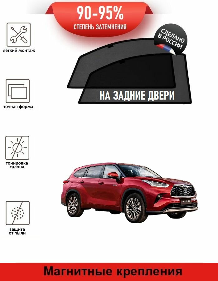 Автошторки LATONIK на Toyota Highlander 4 (XU70) (2019-н. в.) на задние двери на магнитах