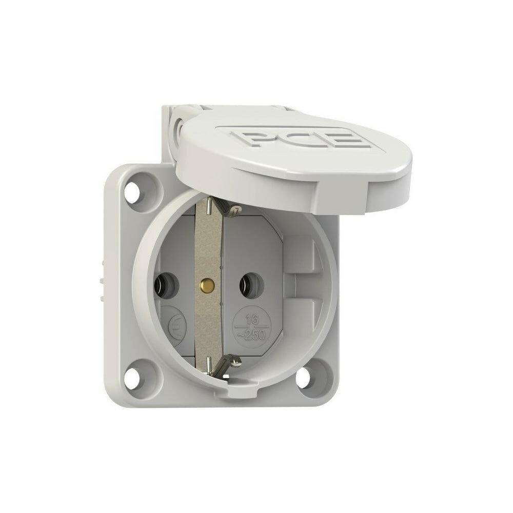 Встраиваемая розетка PCE с/з 16a/250v/2p+e/ip54 подключение сзади 50x50 серая 105-0g