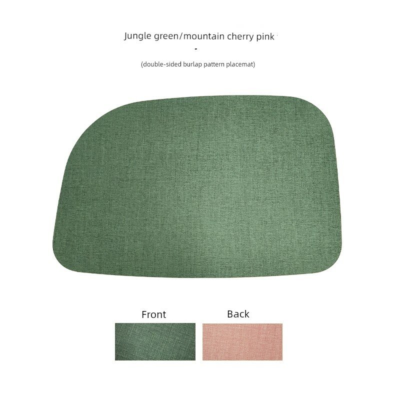 Текстура льна, джунглевый зеленый/горный розовый, скатерть 30x45 см, набор 4 шт.