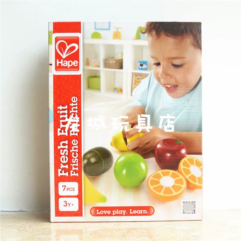 Hape Игрушка для нарезки фруктов - деревянный кухонный набор для детей, обучающая симуляция фруктов и овощей