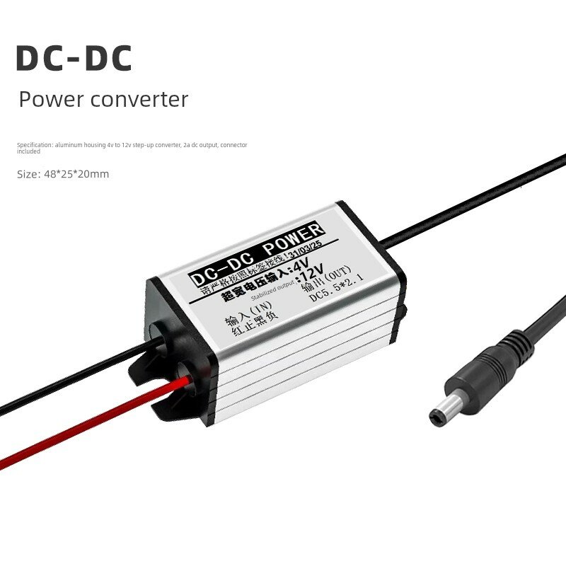 Преобразователь 4В в 12В 2А с алюминиевым корпусом и разъемом DC для видеонаблюдения